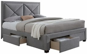 Luxusní postel s úložným prostorem Tempo Kondela, látka šedý melír, 160x200, XADRA