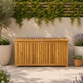 Zahradní úložný box z akáciového dřeva 115x50x59cm s vnitřní plachta odolné vůči počasí 205L