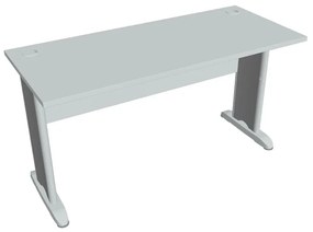 Stůl pracovní rovný 140 cm hl. 60 cm - Hobis Cross CE 1400 Dekor stolové desky: šedá, Dekor lamino podnože: šedá, Barva nohou: Stříbrná