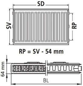 Kermi Therm X2 Profil-kompakt deskový radiátor 12 900 / 400 FK0120904
