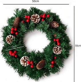 Adventní věnec na dveře COSY GLOW 50 cm s LED osvětlením