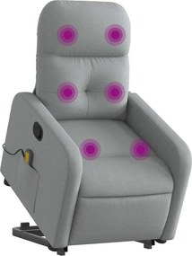 Zvedací masážní polohovací křeslo světle šedé textil 3206804
