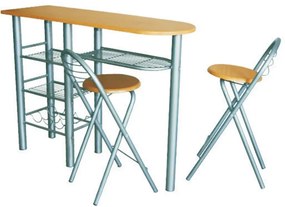 Tempo Kondela Komplet barový stůl + 2 židle, jídelní set, buk, 120x40 cm, BOXER
