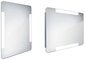 Nimco - Koupelnové podsvícené LED zrcadlo 60x80 cm, zaoblené, aluminium ZP 18002