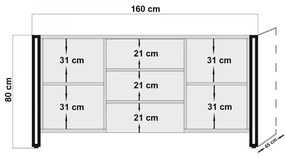 Komoda Arcas Tonya 160 cm hnědá