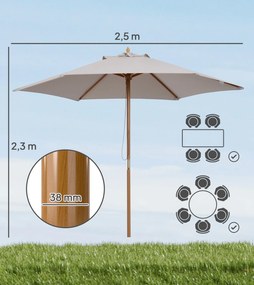 Outsunny Slunečník Outsunny, zahradní slunečník, 3 patra, ochrana proti slunci, bambus 180/㎡ polyester, šedý, Ø2,5 x 2,3 m | Aosom