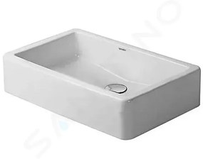 DURAVIT - Vero Umyvadlo na desku, 600x380 mm, bez přepadu, bez otvoru pro baterii, bílá (0455600000)