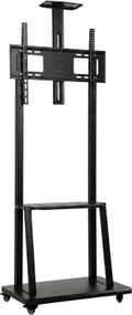 HOMCOM Mobilní TV stojan 81,3-190,5 cm, pojízdný vozík s brzdami, výškově nastavitelný, VESA 400 x 600 mm