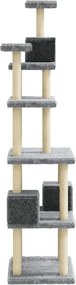Škrabadlo pro kočky se sisalovými sloupky světle šedé 188 cm 171489