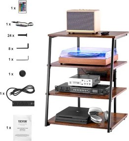 4-vrstvý AV mediální stojan s napájecími proužky Dřevěný rohový TV stojan s LED