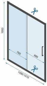 3-stěnný obdélníkový sprchový kout REA RAPID SLIDE 150/dveře x 90/zástěna cm, chrom/transparent - bez vaničky