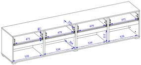 Helvetia Moderní TV stolek Cross 225 cm - bílá / černá