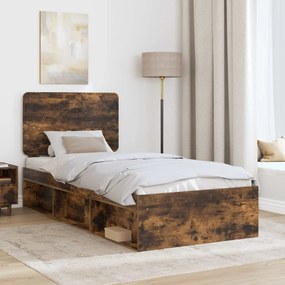Rám postele Kouřový dub 100 x 200 cm Masivní borové dřevo 3412528