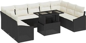 Set pohovek 10 ks Černá a krémová polyratan 3349063