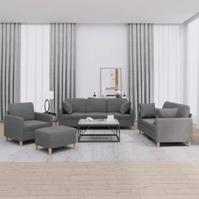 4dílná sedací souprava s polštáři tmavě šedá textil 3202079