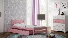 BabyBeds Postel z borovicového masivu KARO Velikost postele: 190x80 cm, Barva postele: Růžová