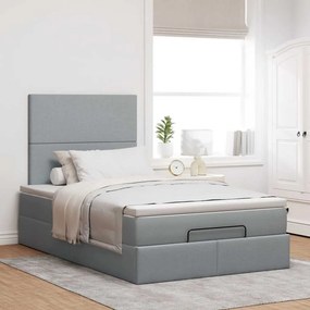 Osmanský rám postele s matrací světle šedá 120x190 cm textil 3313906