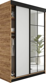 Posuvná skříň LAMARO - 138x205x59 - dub Craft zlatý a bílý