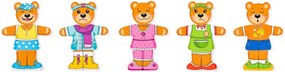 WOODY DŘEVO Šatní skříň Medvědí rodinka vkládací puzzle 54 dílků v boxu 90819