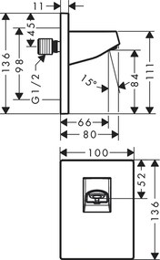 Hansgrohe Pulsify, nástěnné připojení pro hlavovou sprchu 105, matná bílá, HAN-24139700