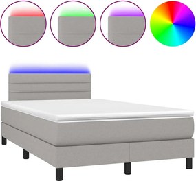 Box spring postel s matrací a LED světle šedá 120x200 cm textil 3133221