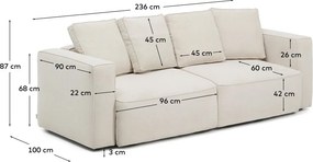 Béžová žinylková rozkládací pohovka 236 cm Marela – Kave Home