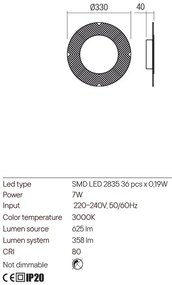 Redo Nástěnné LED svítidlo Tatoo, ø33cm Barva: Černá