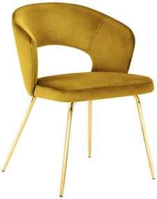 OnaDnes -20% Žlutá sametová jídelní židle MICADONI WEDI