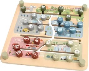 2KIDS TOYS Motorický labyrint Město a abeceda / oboustranný / dřevěný