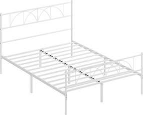 HOMCOM Postelový rám 140x190 cm s čelem, ocelovým roštem, úložným prostorem pod postel