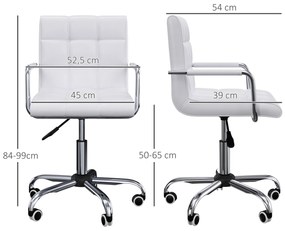 Kancelářská židle HOMCOM výškově nastavitelná 84-99H cm ergonomická otočná židle manažerská židle pro kancelář a domácí kancelář PU bílá | Aosom.de