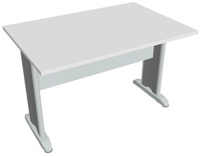 Stůl jednací rovný 120 cm - Hobis Cross CJ 1200 Dekor stolové desky: bílá, Dekor lamino podnože: šedá, Barva nohou: Stříbrná