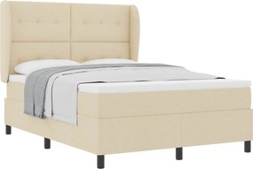 Postel s boxspringem s čelo Krémová 140 x 190 cm textil 3340562