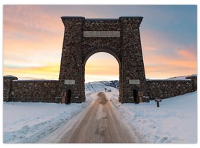 Skleněný obraz brány, Yellowstone (70x50 cm)