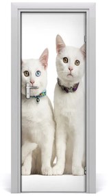 Samolepící fototapeta na dveře Dvě bílé kočky 75x205 cm