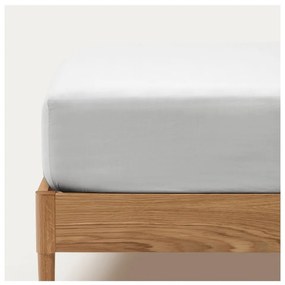 Bílé napínací prostěradlo z bavlněného perkálu 150x200 cm Teia – Kave Home