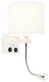 Moderní nástěnná lampa bílá s bílým odstínem - Brescia