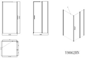 Savana Veduta Black Zoya čtvercový sprchový kout s vaničkou Rozměr koutu: 90x90cm