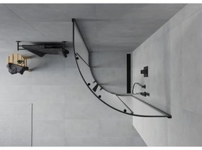Mexen Rio půlkruhový sprchový kout 90 x 90 cm, Vzor jinovatky, Černá - 863-090-090-70-30
