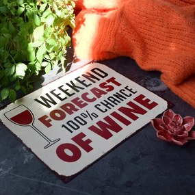 Nástěnná kovová cedule Weekend &amp; Wine – 20x1x25 cm