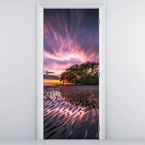 Fototapeta na dveře - Pláž při západu slunce (95x205cm)