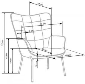 Křeslo Castel II, růžová / zlatá