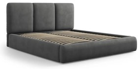 Šedá čalouněná dvoulůžková postel s úložným prostorem s roštem 140x200 cm Brody – Mazzini Beds