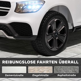 AIYAPLAY Elektrické auto pro děti, 12V dětské auto s dálkovým ovládáním, LED světla, hudba, 3 rychlosti, 3-6 let, bílé