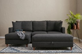 Atelier del Sofa Rohová sedací souprava Eva Left - Anthracite, Antracitová