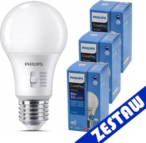 3x stmívatelná LED žárovka E27 8W 806lm 5CCT CorePro 2700K - 6500K