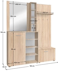 Kondela Předsíňová sestava, dub sonoma, FANDU