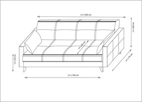 Rozkládací třímístná pohovka Polya 205 cm béžová