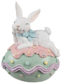 Dekorace králík s mašlí na zeleném vajíčku - 11*9*15 cm