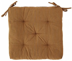 MADAM STOLTZ Podsedák na židli Sugar Almond Stripe 45 × 45 cm, hnědá barva, textil